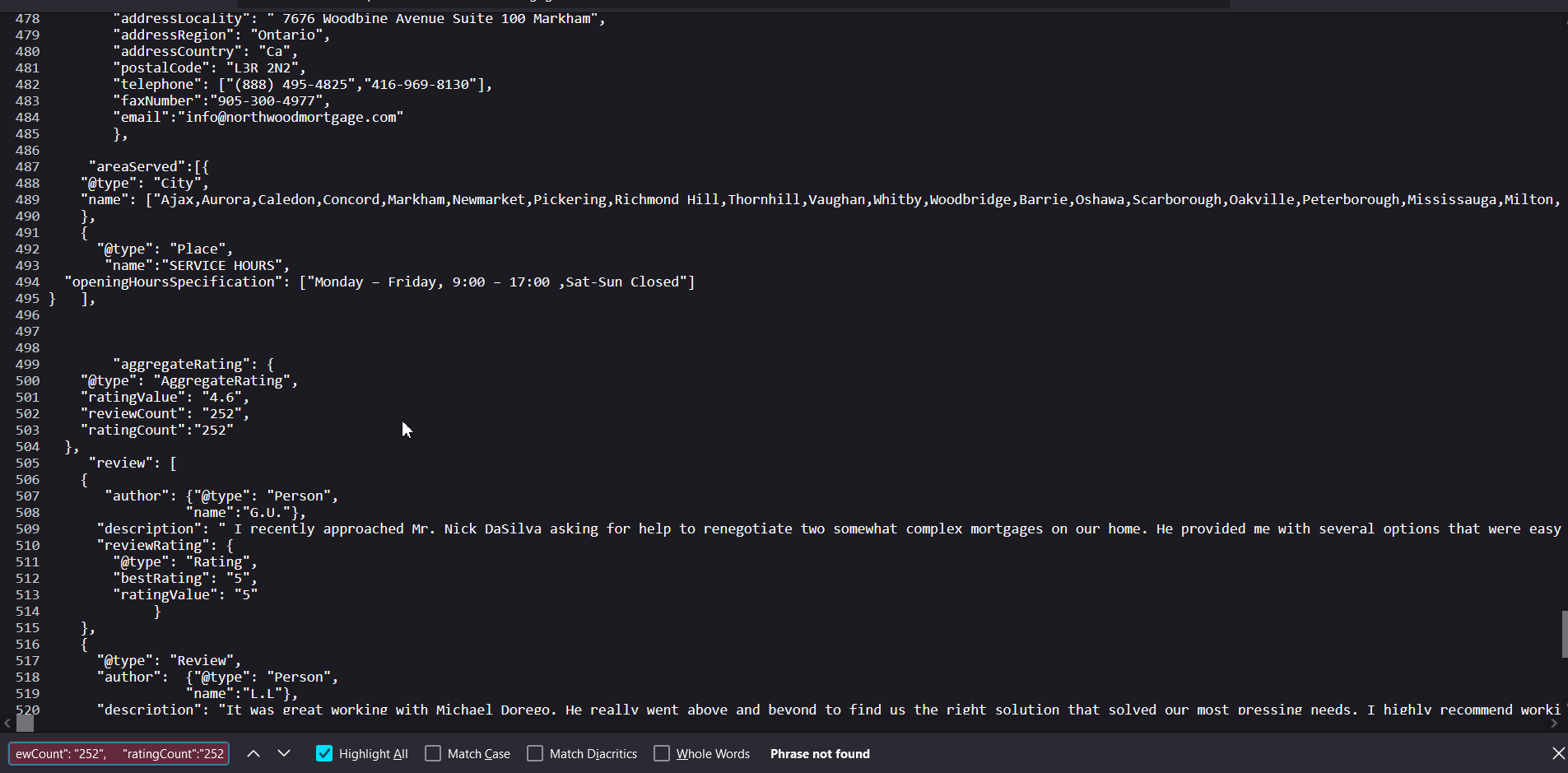 Can't search and find codes like schema in Page So... - Mozilla Connect
