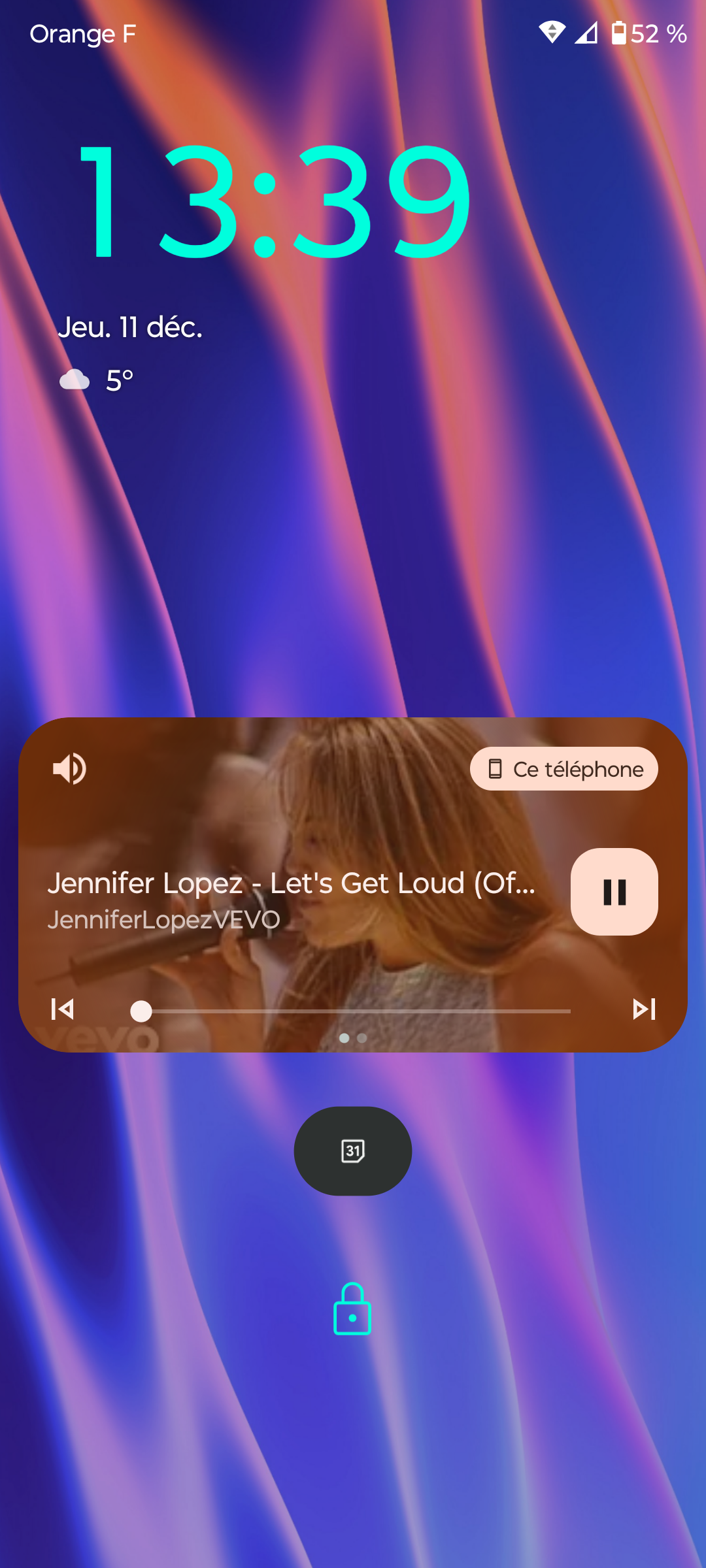 A lock screen widget with time bar and "next media... - Mozilla Connect